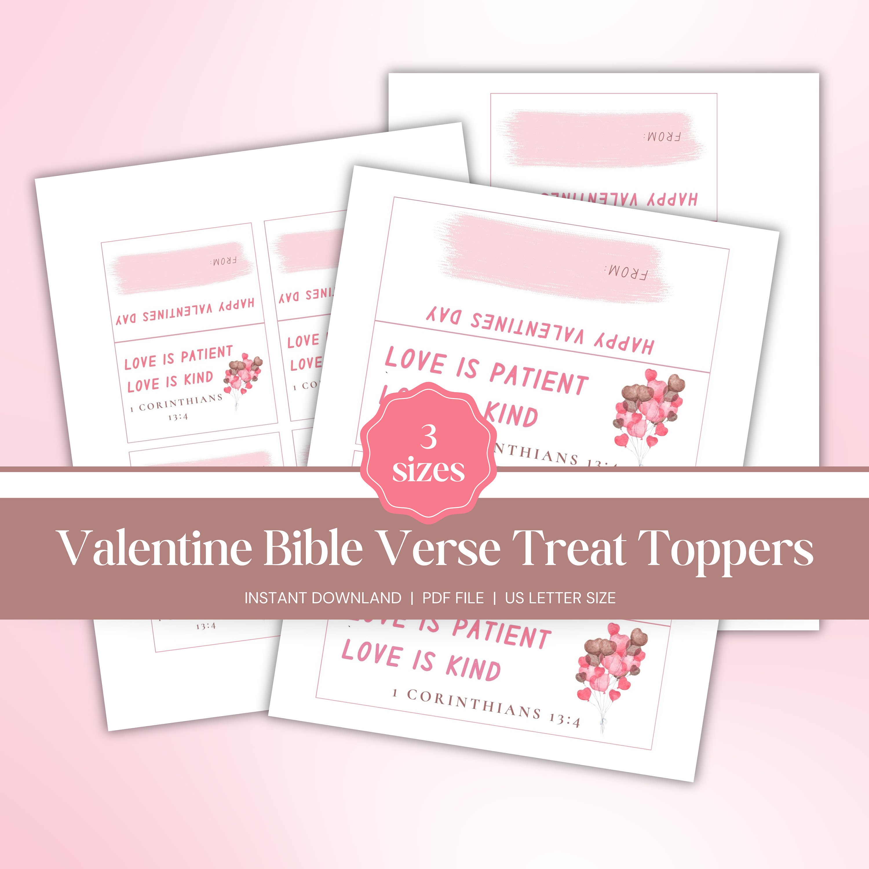 Valentine's Day Christian Treat Bag Topper, Bible Verse Valentine Treat ...