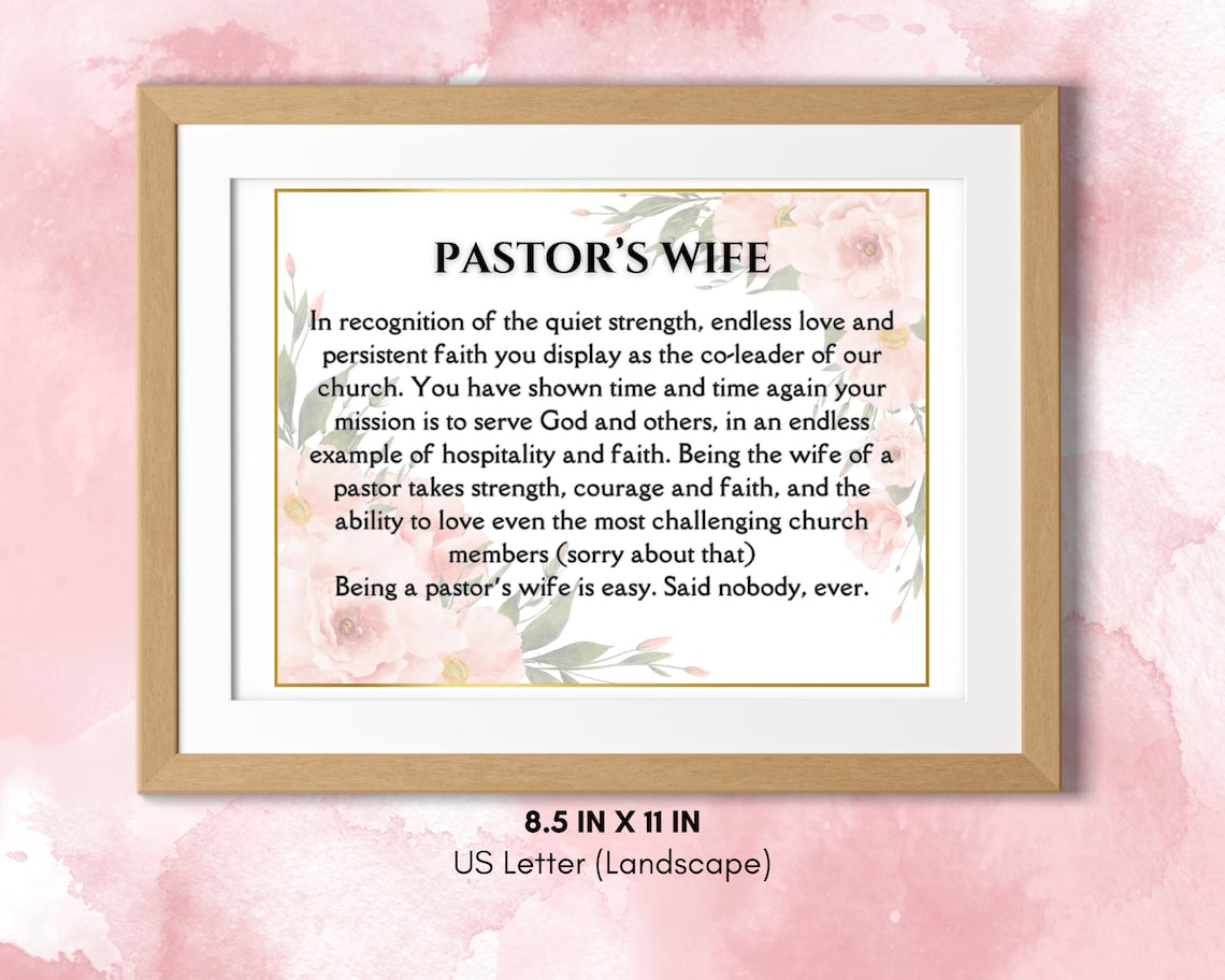 Certification of Appreciation for Pastor's Wife, Wife of the Pastor ...