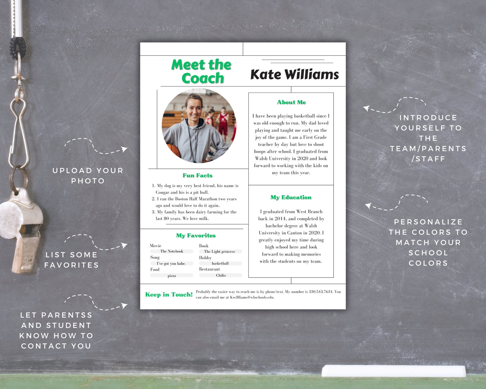 Meet the Coach Template, Editable Coach Form, Meet the Teacher ...