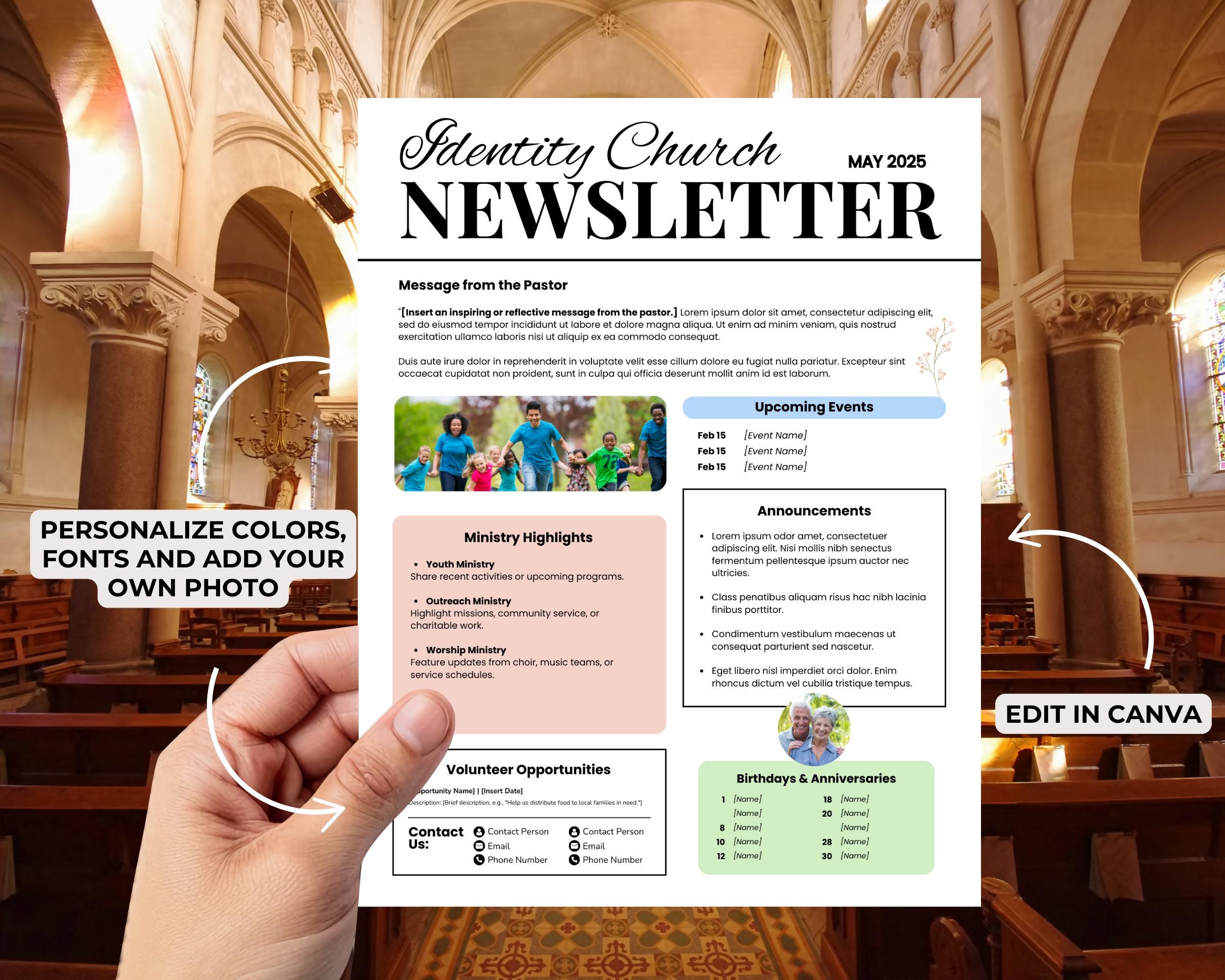May Church Newsletter Template, May Newsletter Canva Editable, Monthly ...