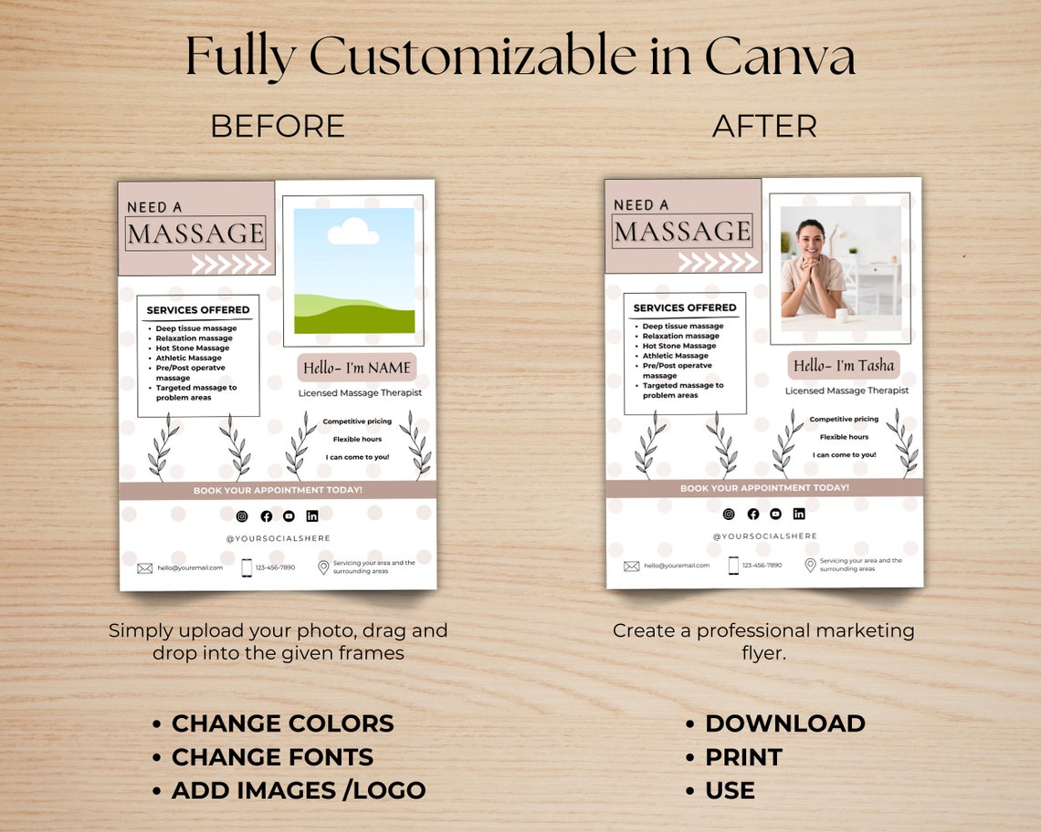 Editable Massage Therapy Business Flyer, Printable Massage Business ...