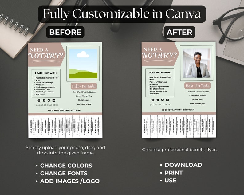 Printable Notary Services Flyer Template, Editable Public Notary ...