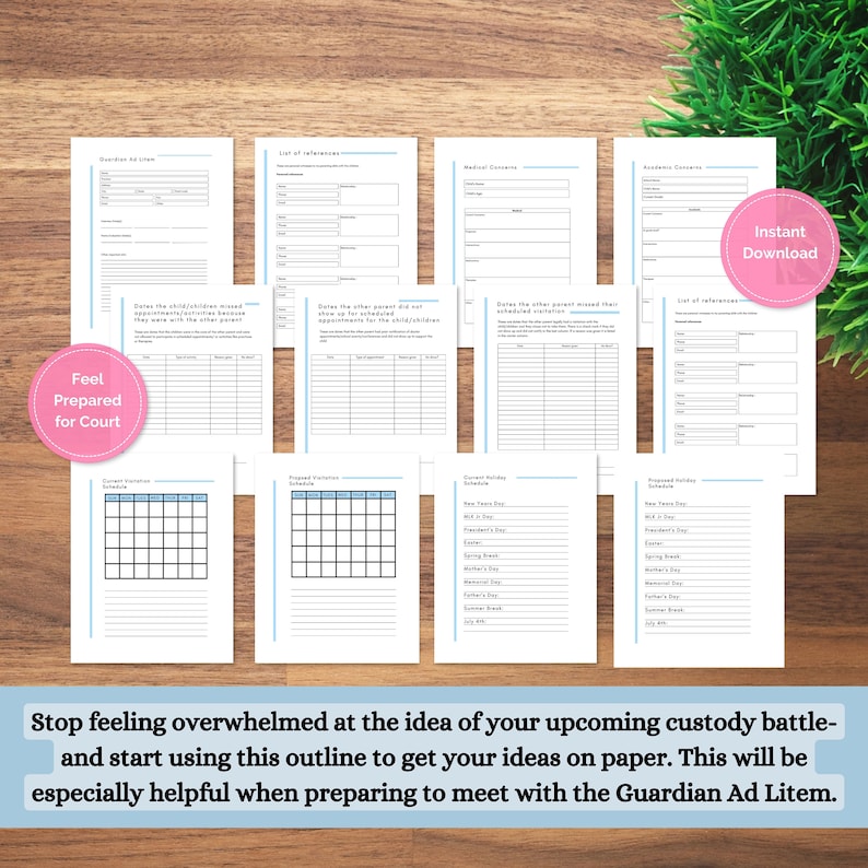 Printable Child Custody Binder, Court Case Planner, Family Law, Court ...