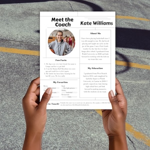 Meet the Coach Template, Editable Coach Form, Meet the Teacher ...