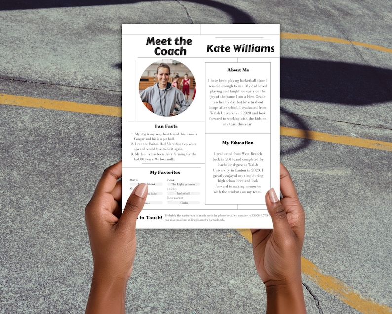 Meet the Coach Template, Editable Coach Form, Meet the Teacher ...