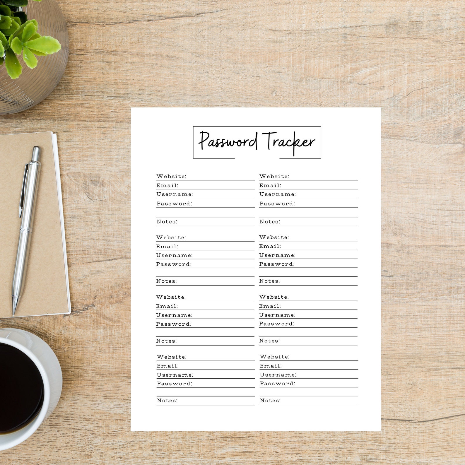 Password Tracker Printable, Password Log With Extra Spaces for Updated ...