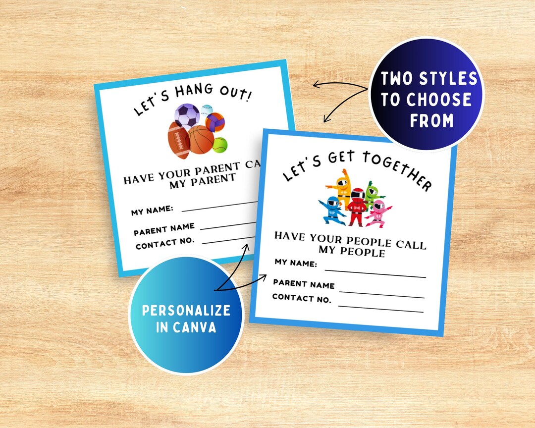 Editable Playdate Cards for Kids, Keep in Touch Cards, Kids Business ...