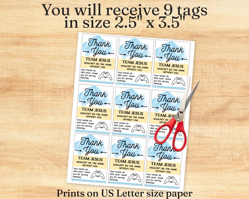 Thank You for Serving Tag, Church Volunteer Appreciation Tags, Children ...