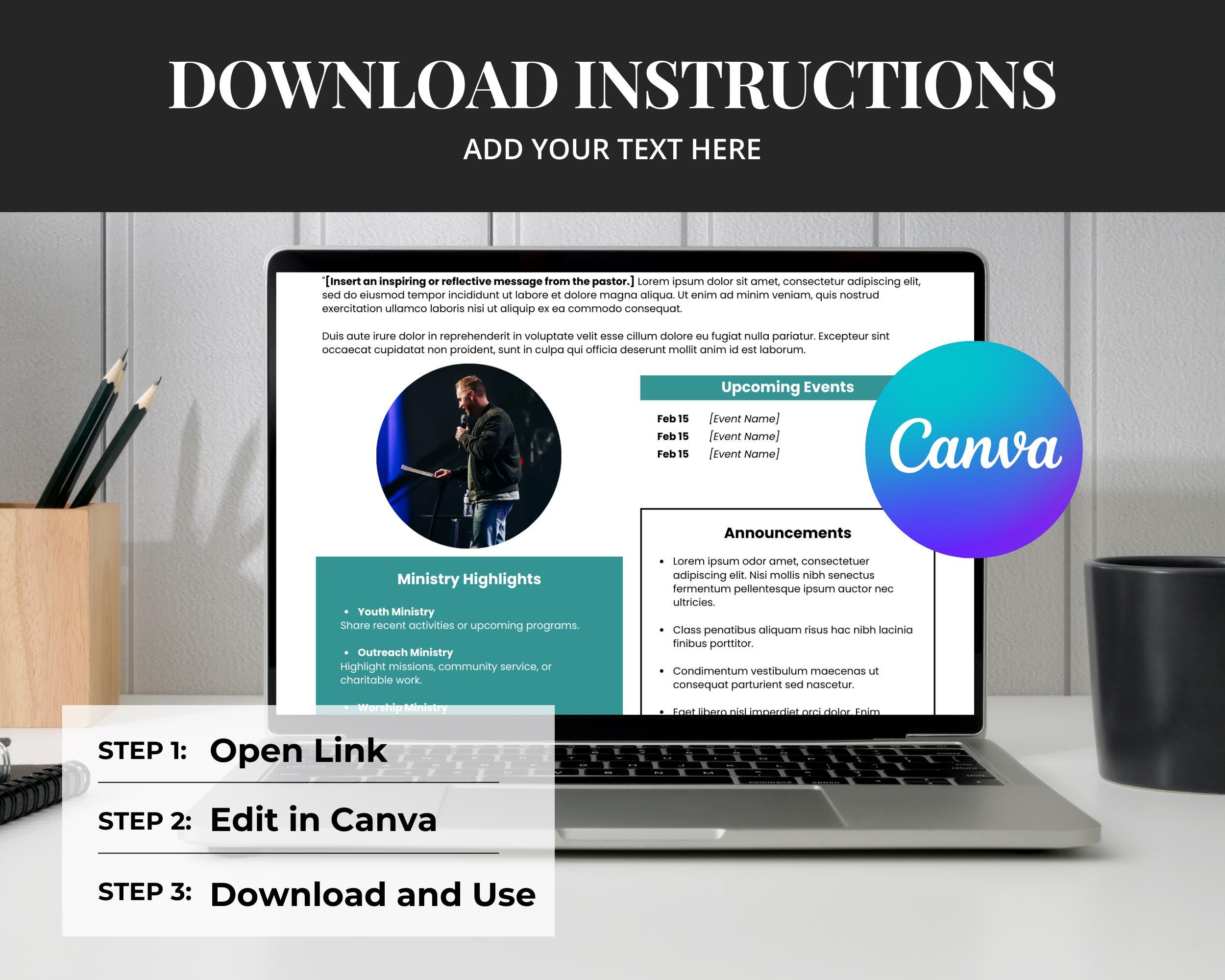 Church Newsletter Template, Monthly Church Newsletter, Editable Church ...