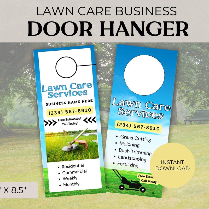 Lawn Care Door Hangers - Etsy