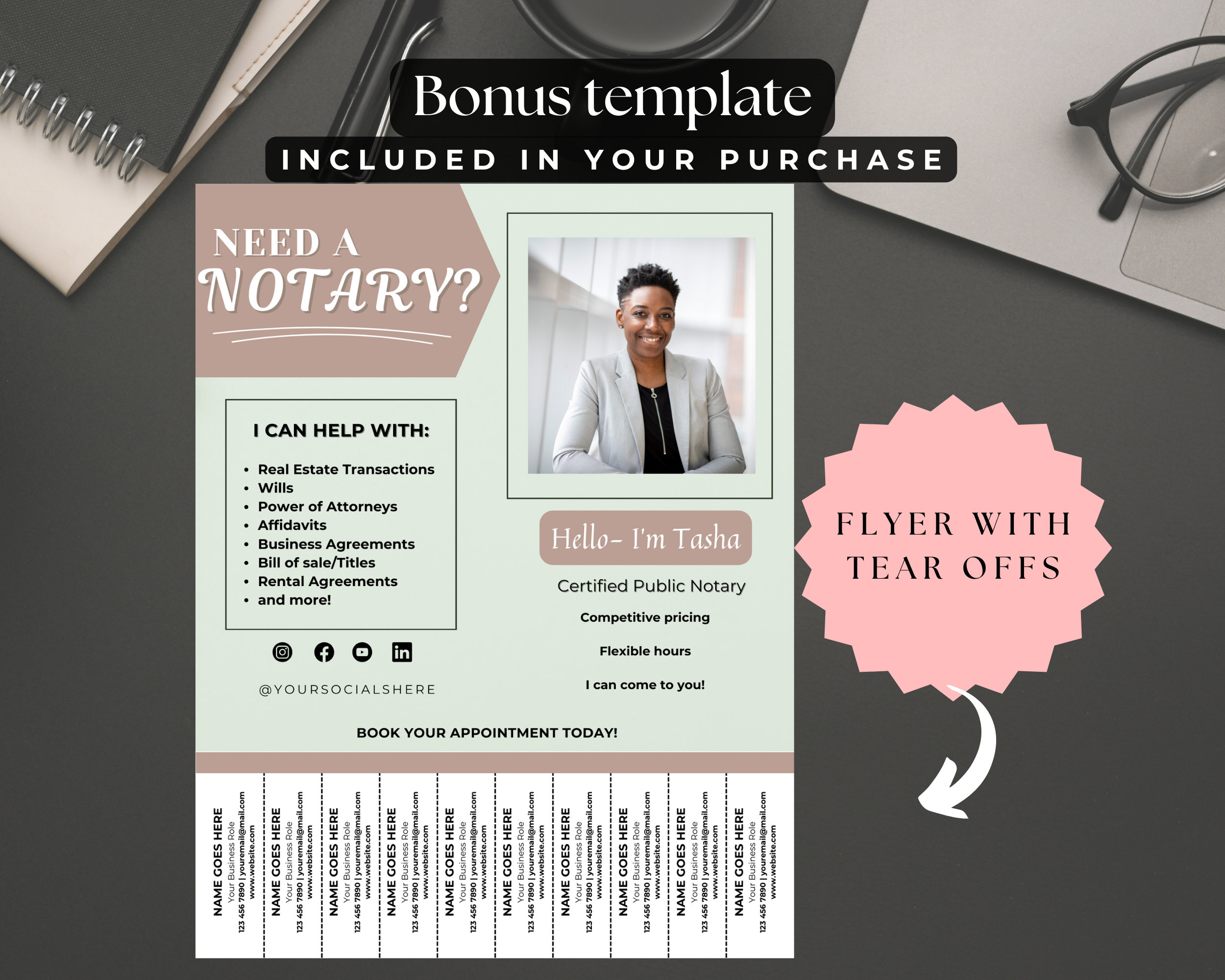 Printable Notary Services Flyer Template, Editable Public Notary ...