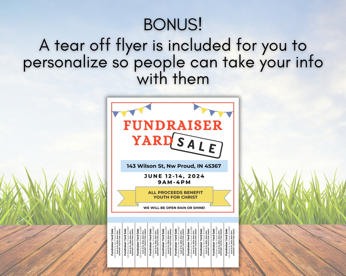 Editable Fundraiser Yard Sale Flyer, Custom Yard Sale Flyer Printable ...