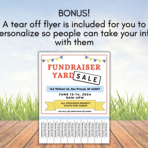Editable Fundraiser Yard Sale Flyer, Custom Yard Sale Flyer Printable ...