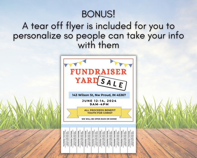 Editable Fundraiser Yard Sale Flyer, Custom Yard Sale Flyer Printable ...