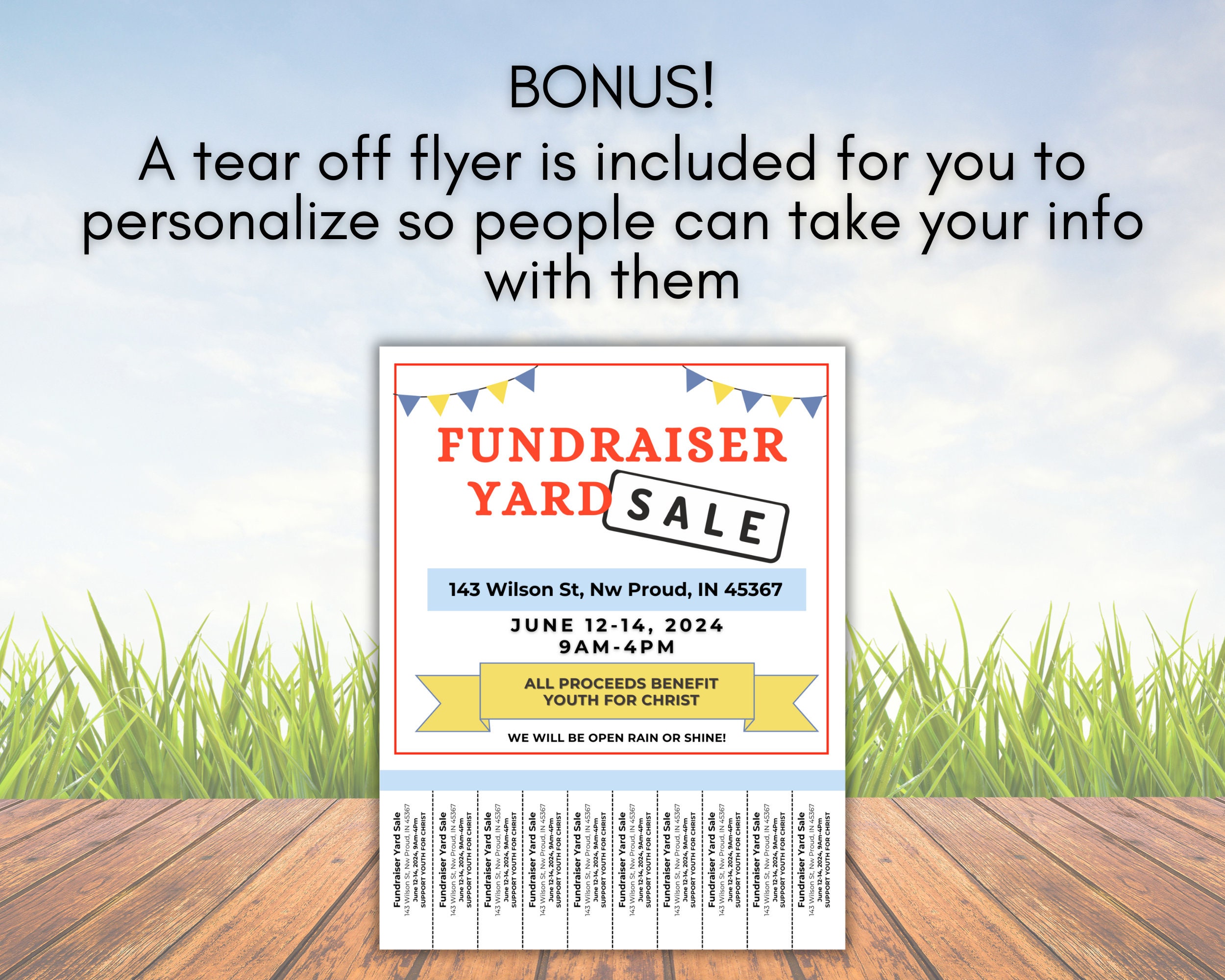 Editable Fundraiser Yard Sale Flyer, Custom Yard Sale Flyer Printable ...