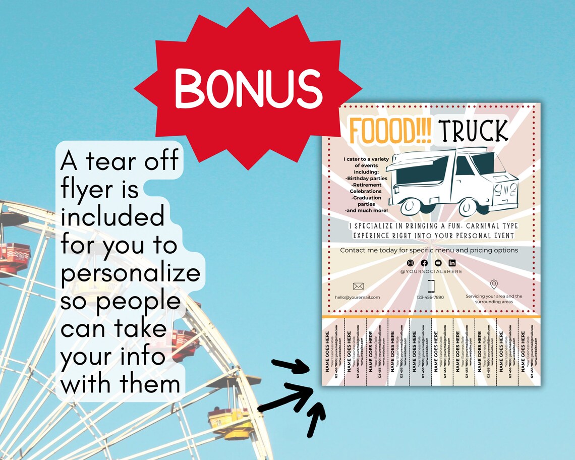 Editable Food Truck Business Flyer, Fair Food Flyer Template, Food ...