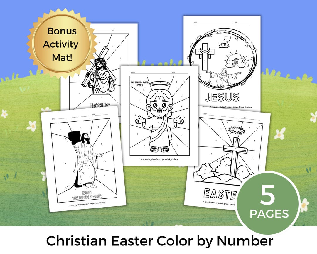 Christian Easter Color by Numbers, Kids Easter Coloring Pages, Holy ...