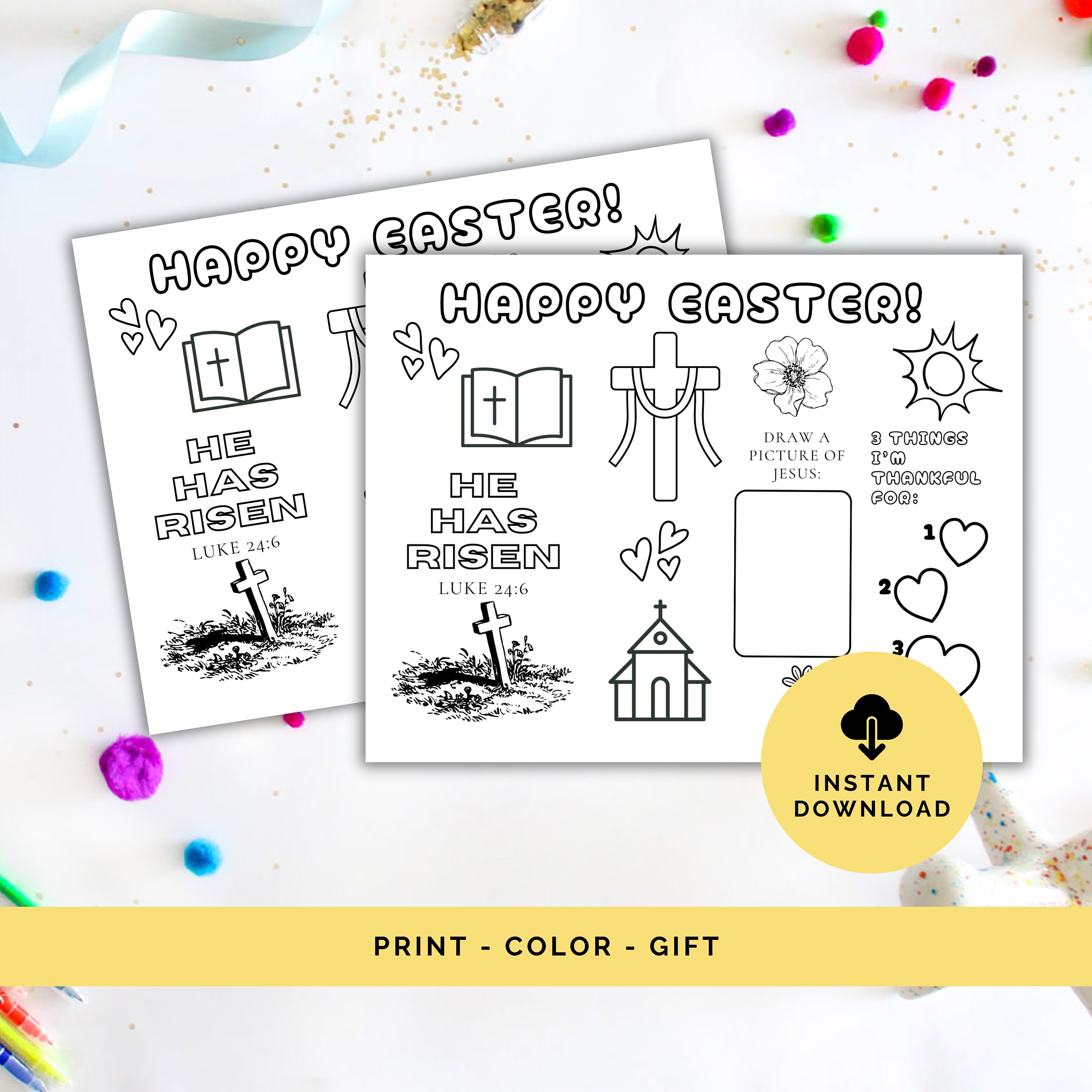 Easter Christian Coloring Placemat, Activity Placemat, Easter Sunday ...