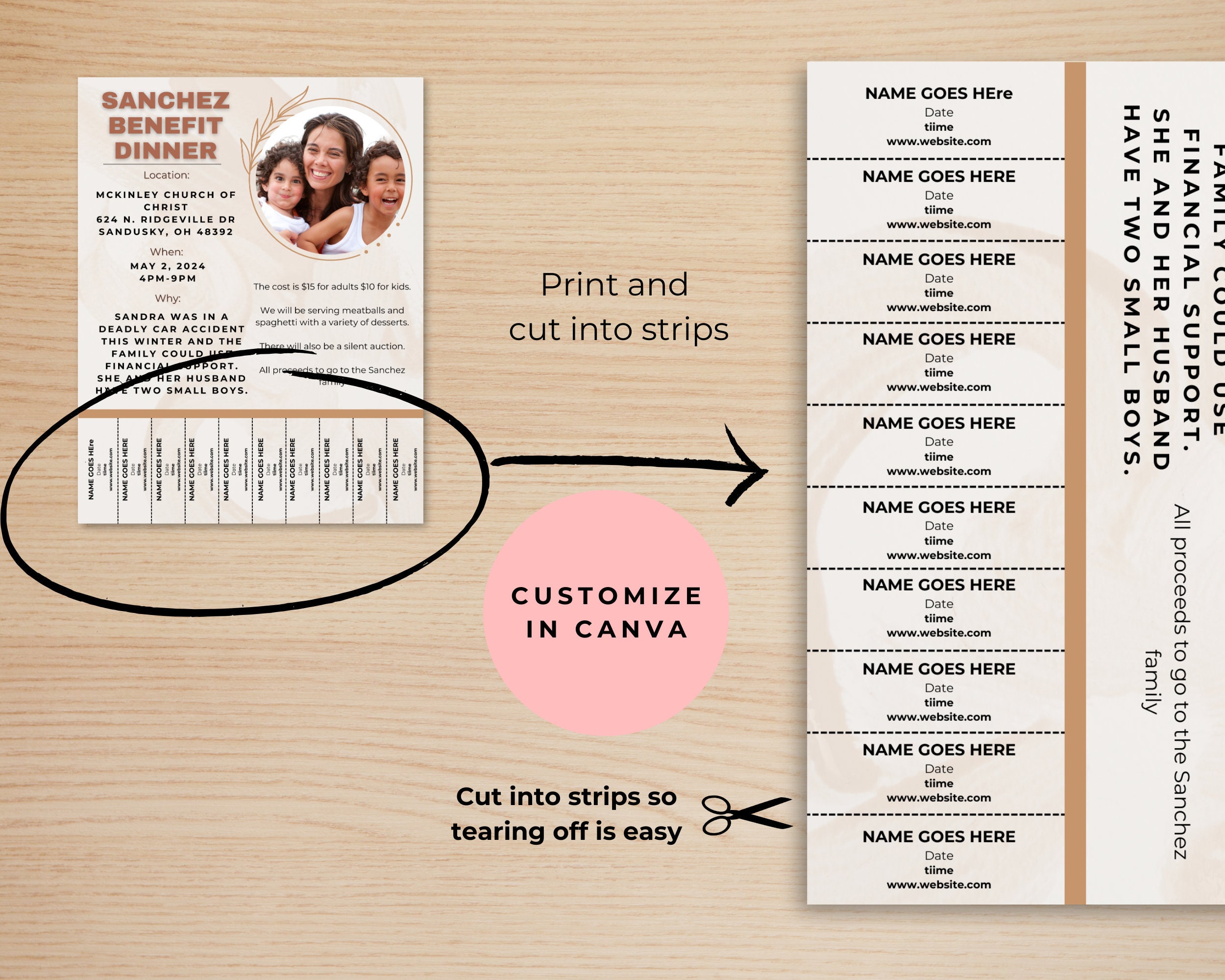 Editable Benefit Dinner Flyer, Custom Charity Event Flyer, Spaghetti ...