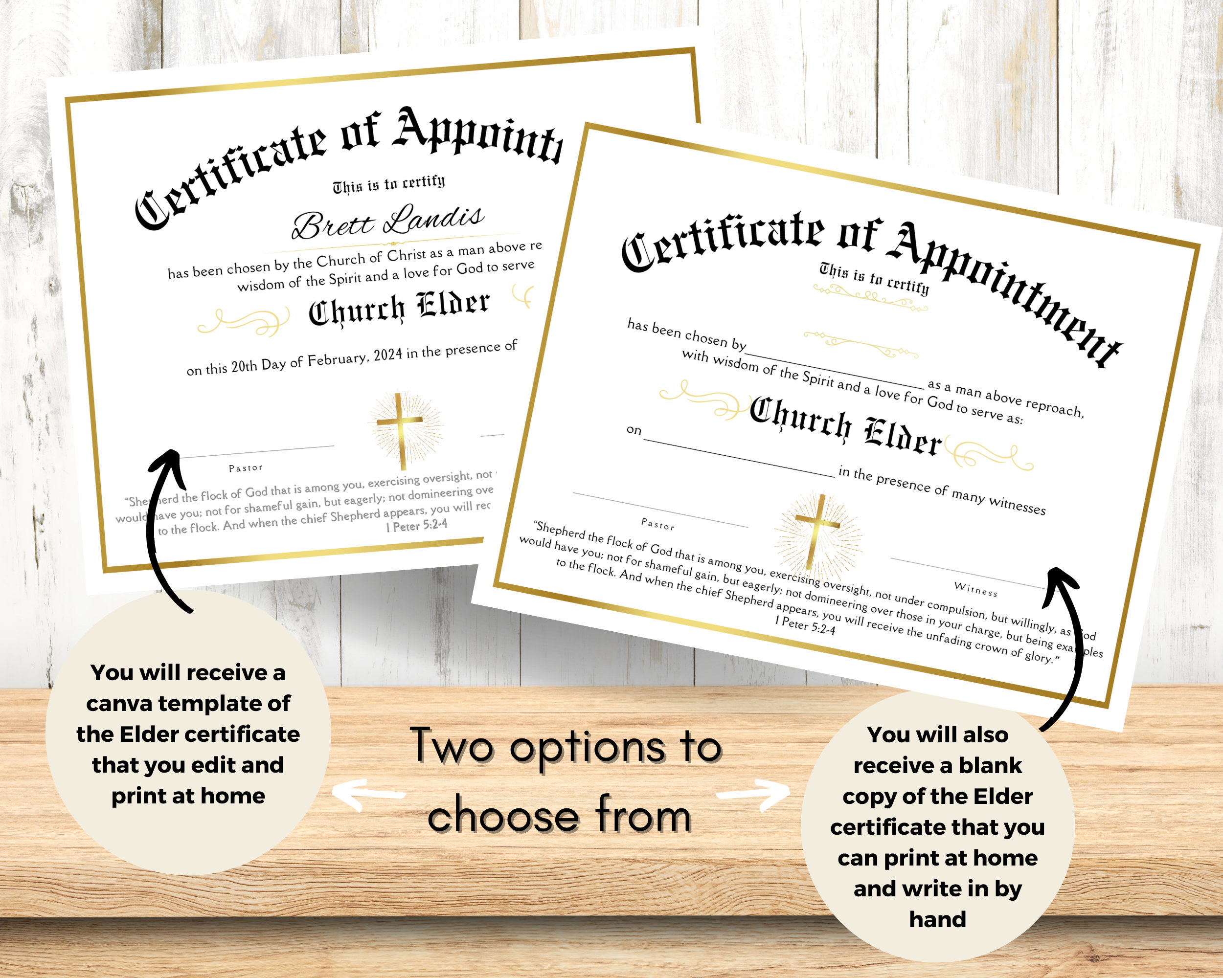 Editable Church Elder Certificate of Appointment, Church Printable ...