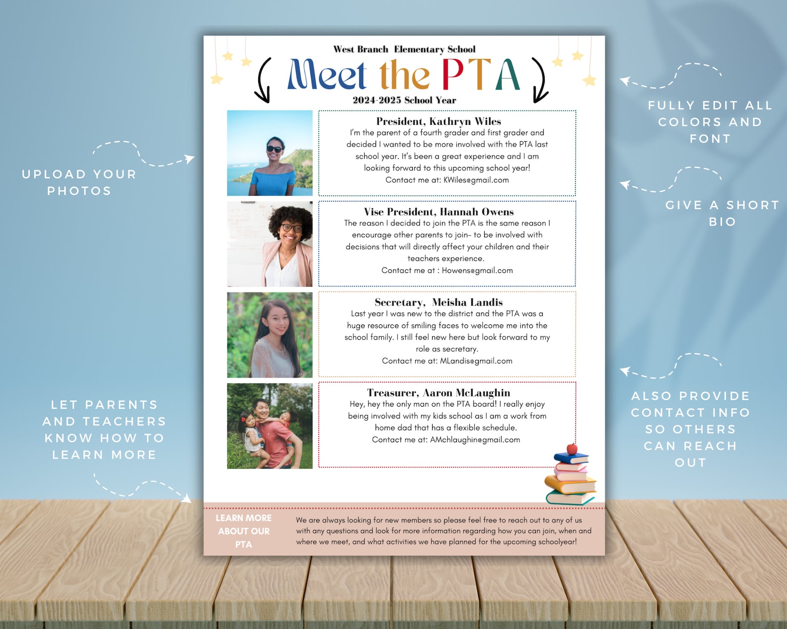 Editable Meet the PTA Template, Meet the PTO Flyer, Volunteer Board ...