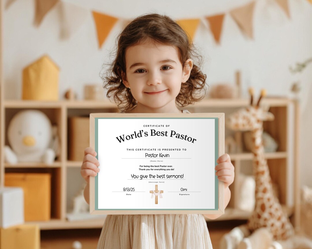 Pastor Appreciation Gift Idea, Best Pastor in the World Award, Children ...