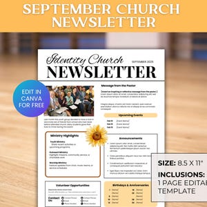 Trifold Church Newsletter Template - Etsy
