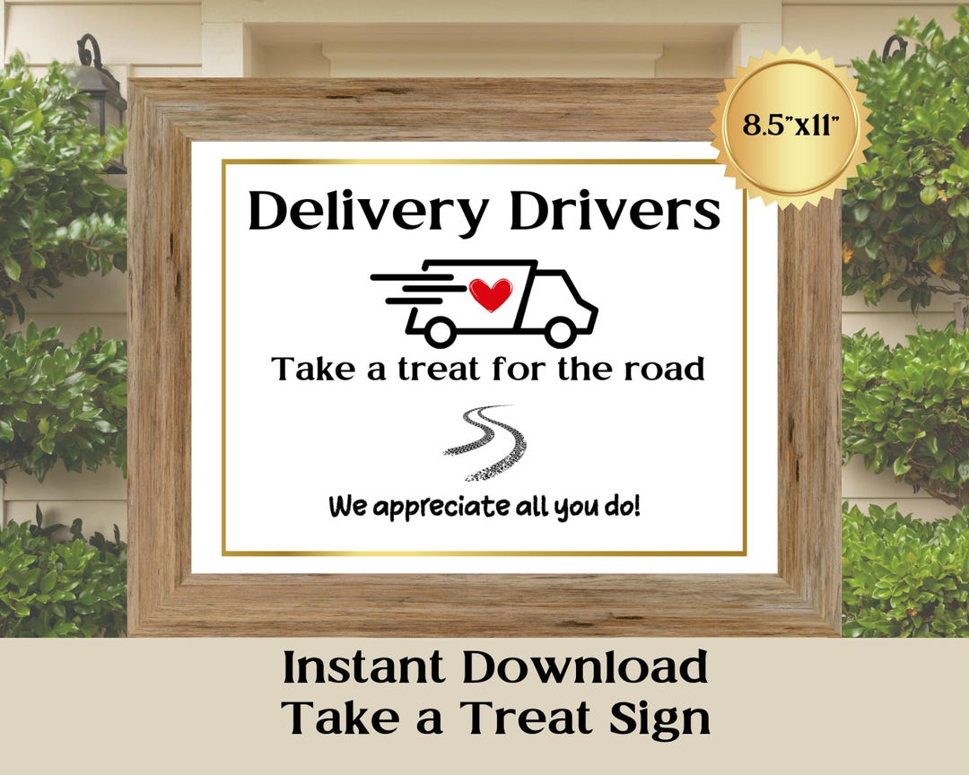 Delivery Driver Thank You Sign, Delivery Driver Snack Sign, Mail ...