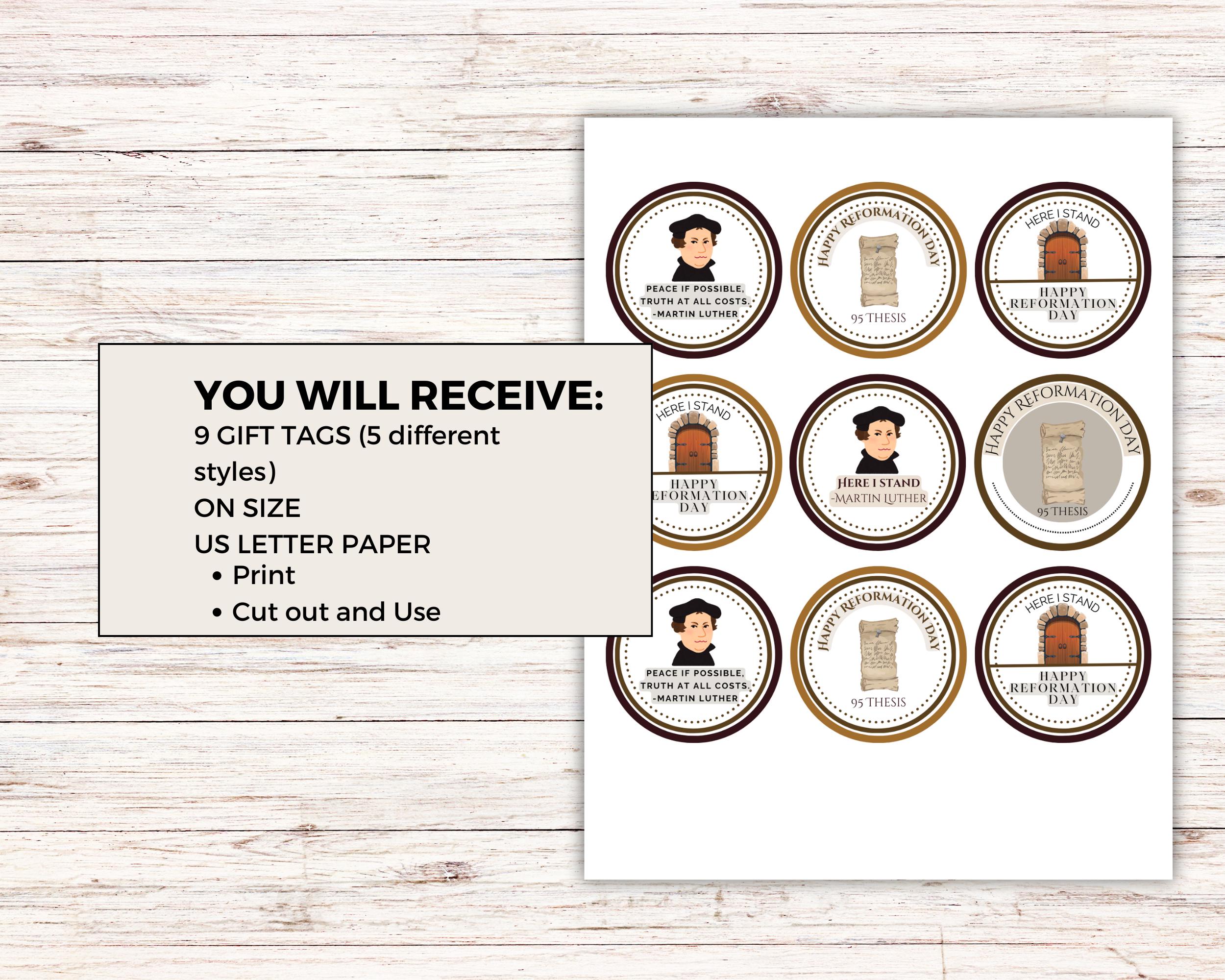 Reformation Day Cupcake Topper, Happy Reformation Day Treat Tag, Martin ...