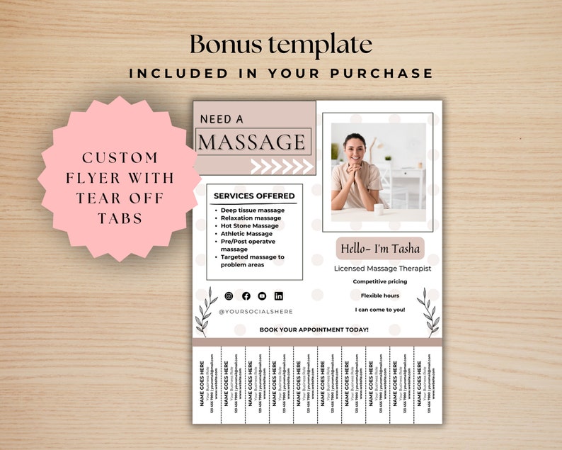 Editable Massage Therapy Business Flyer, Printable Massage Business ...
