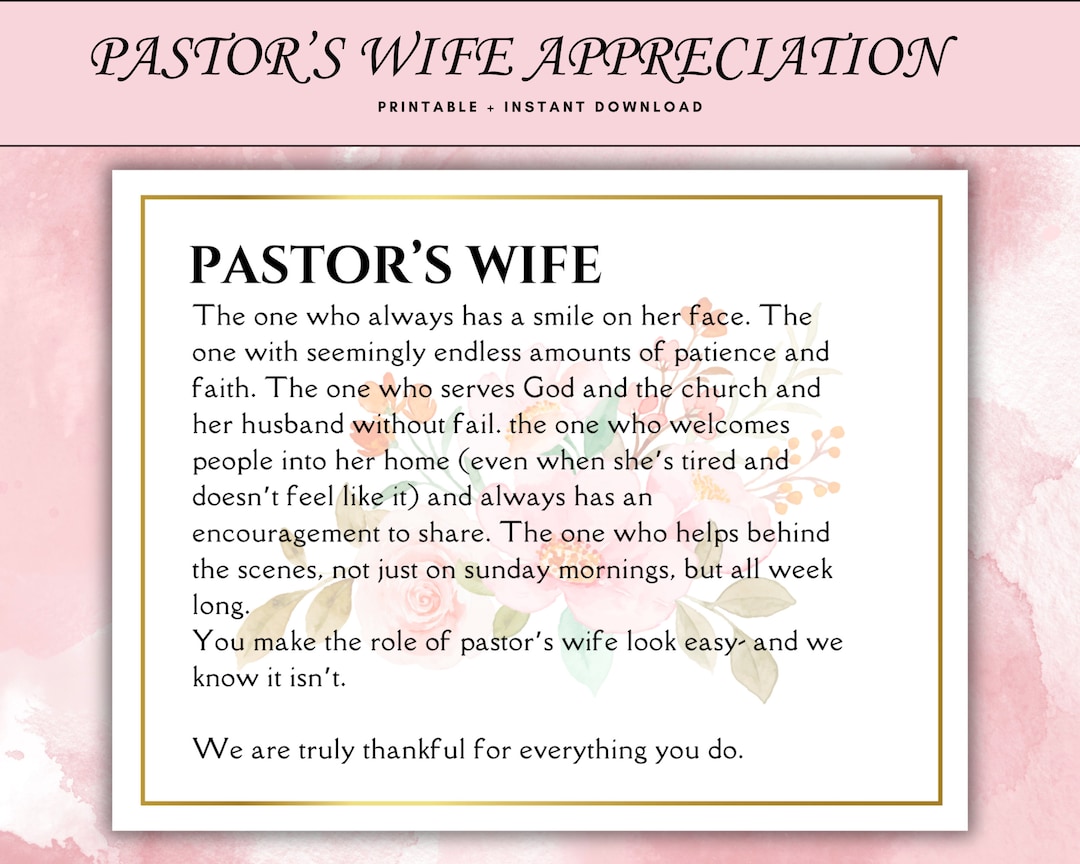 Certification of Appreciation for Pastor's Wife, Wife of the Pastor, Pastors Wife Gift, Pastor ...