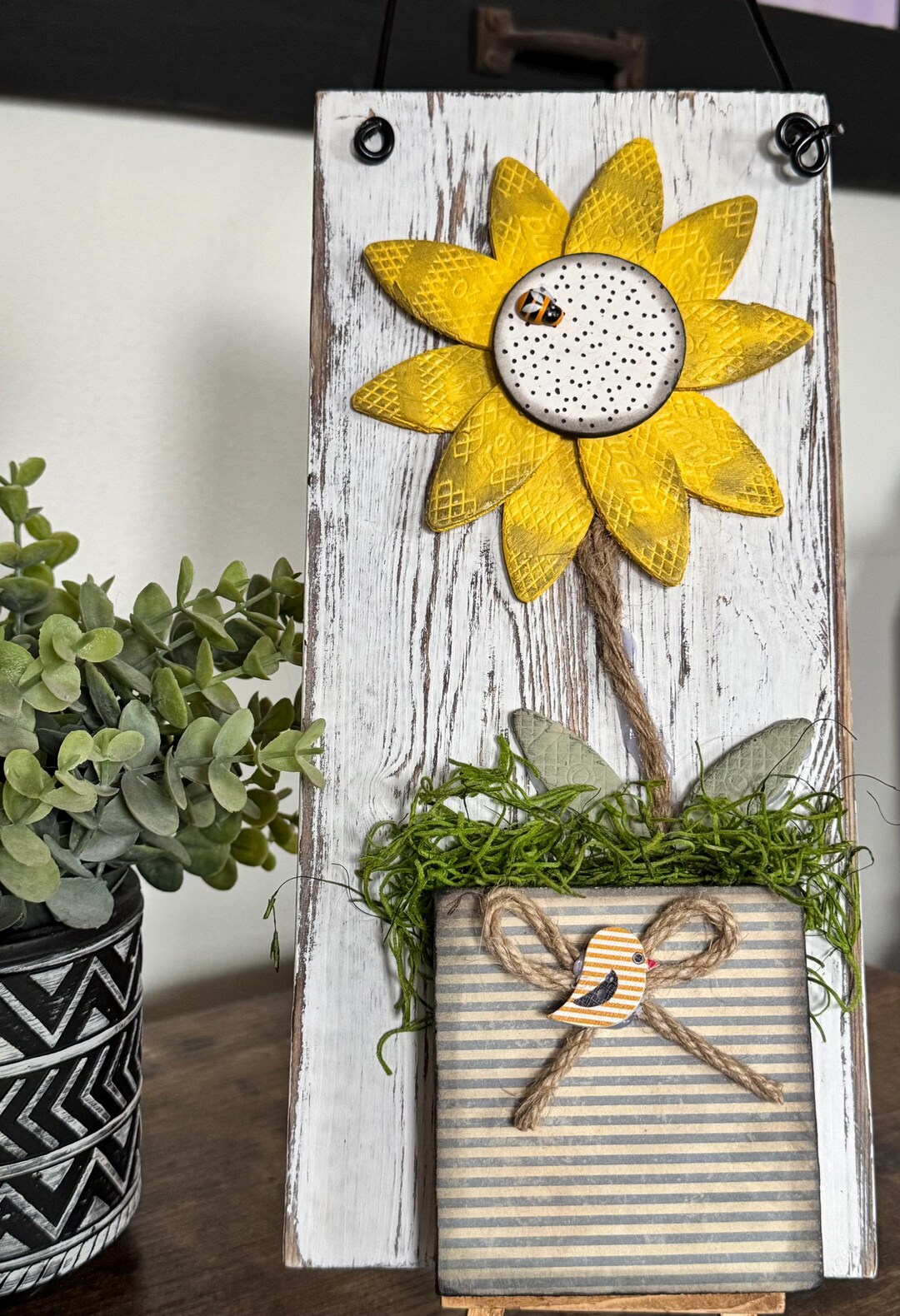 Sunflower Wood Door Sign, Wood Hanging Signs, Flower Wall Decor ...
