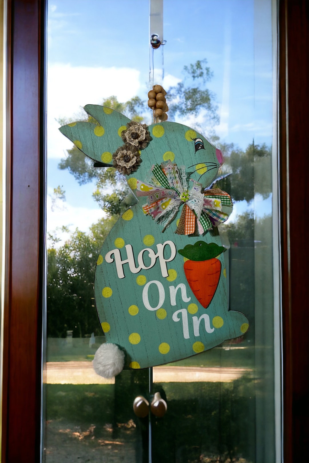 Wood Easter Decor, Easter Hanging Bunny, Front Door Hanger, Easter ...