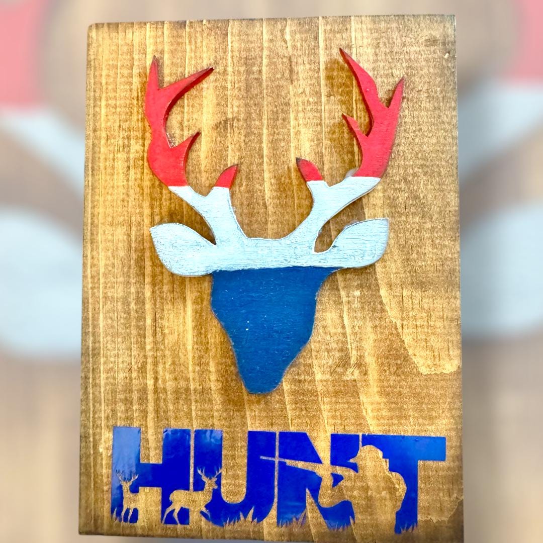 Patriotic Deer Hunting Wood Sign: Man Cave Garage Decor - Etsy
