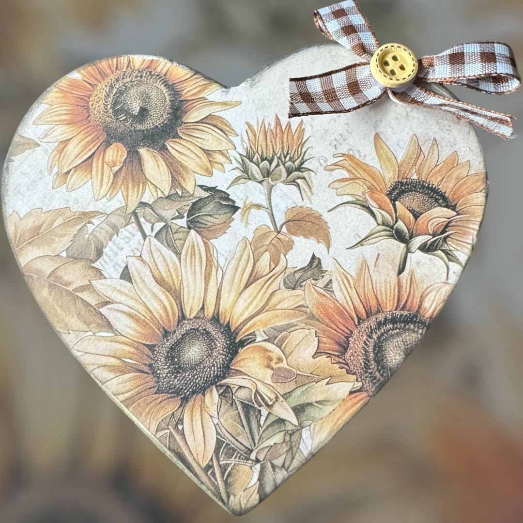 Heart Wood Shelf Sitter, Sunflowers, Shelf Sitter, Gifts for Her, Shelf ...
