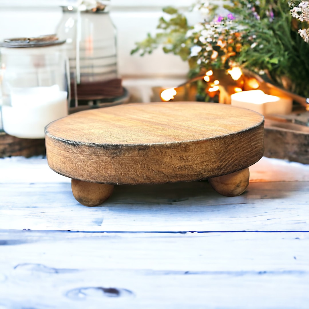Stained Riser, Mini Wood Riser, Tray Decor, Wooden Risers, Round Riser ...