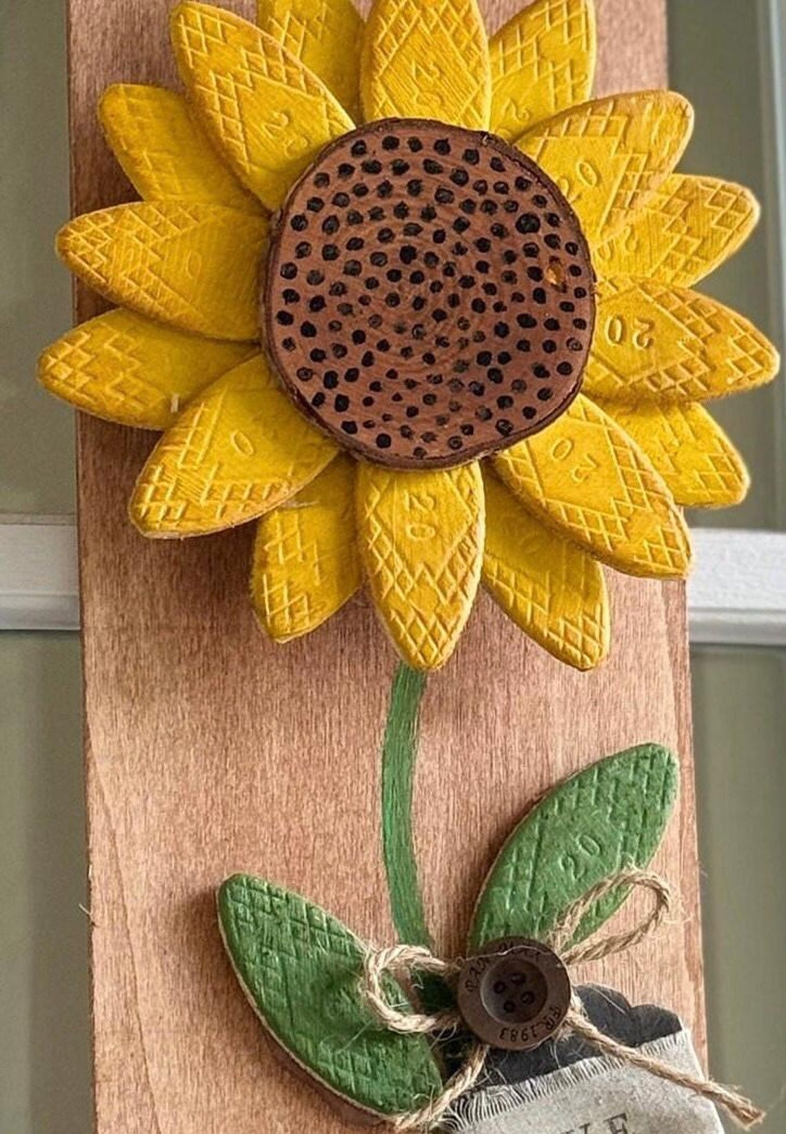 Sunflower Wood Door Sign, Wood Hanging Signs, Flower Wall Decor ...