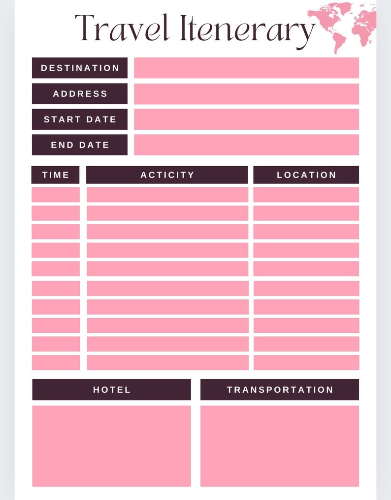 Editable Travel Planner Template,trip Itinerary Planner, Travel Journal ...