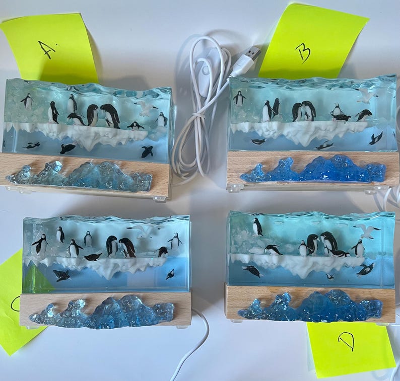 Playful Penguins in Resin Nightlight Scene Diorama - Etsy