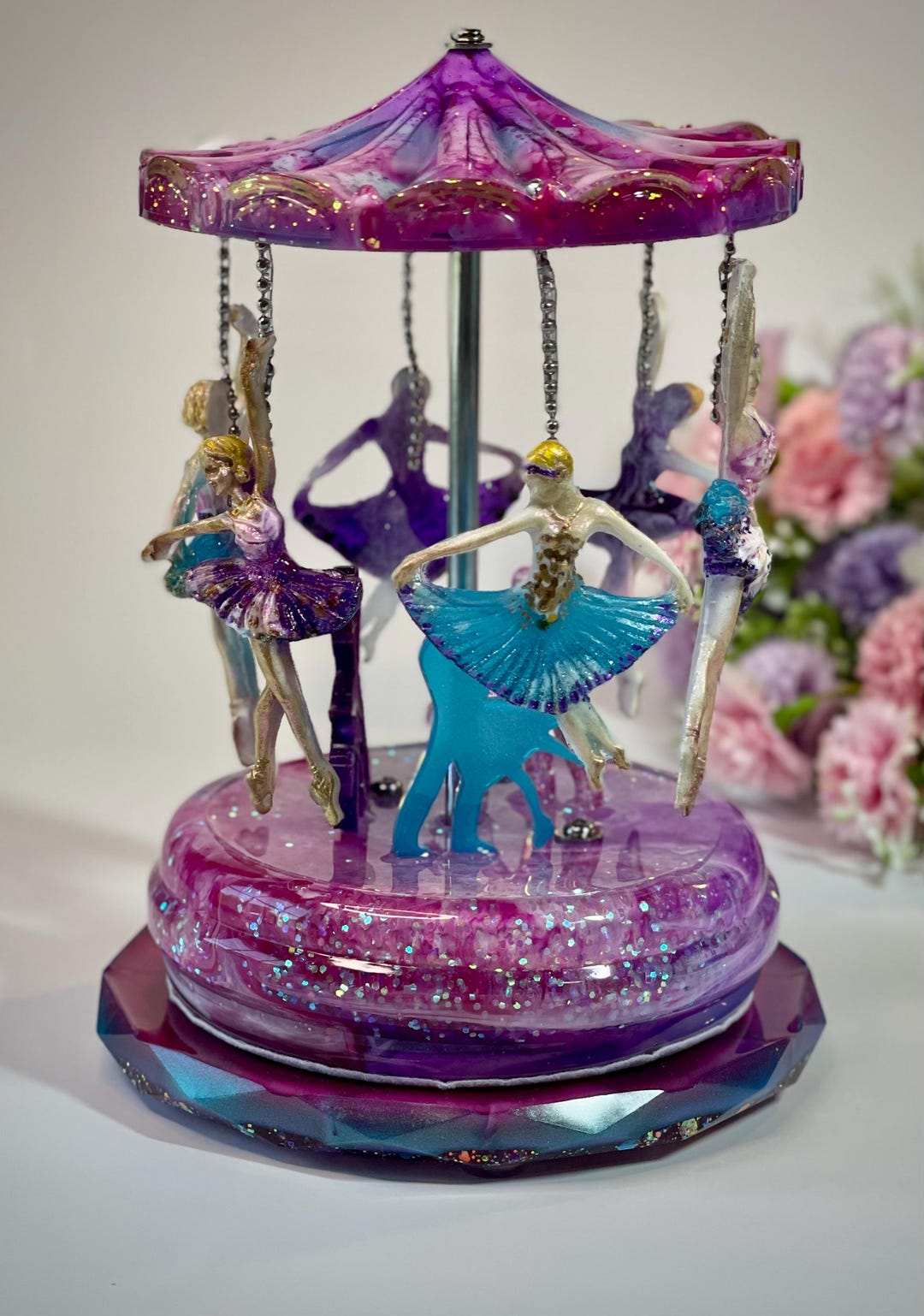 Colorful Ballerina Musical Carousel in Resin - Etsy
