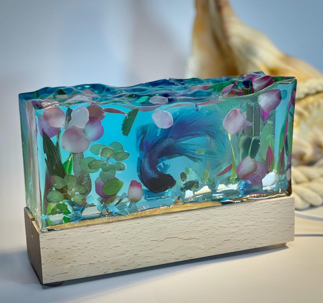 Colorful Betta Fish Resin Aquarium Scene - Etsy