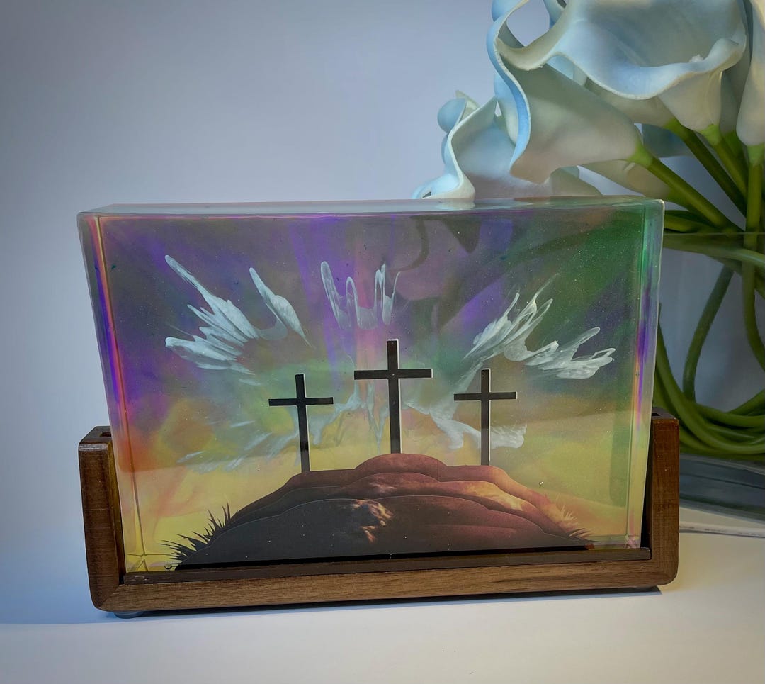 Resin Scene of Three Crosses Representing Christ's Crucifixion With ...
