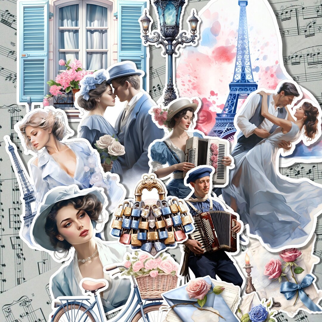 Lot of 14 Romance Paris Stickers for Journaling, Scrapbooking , Crafts ...