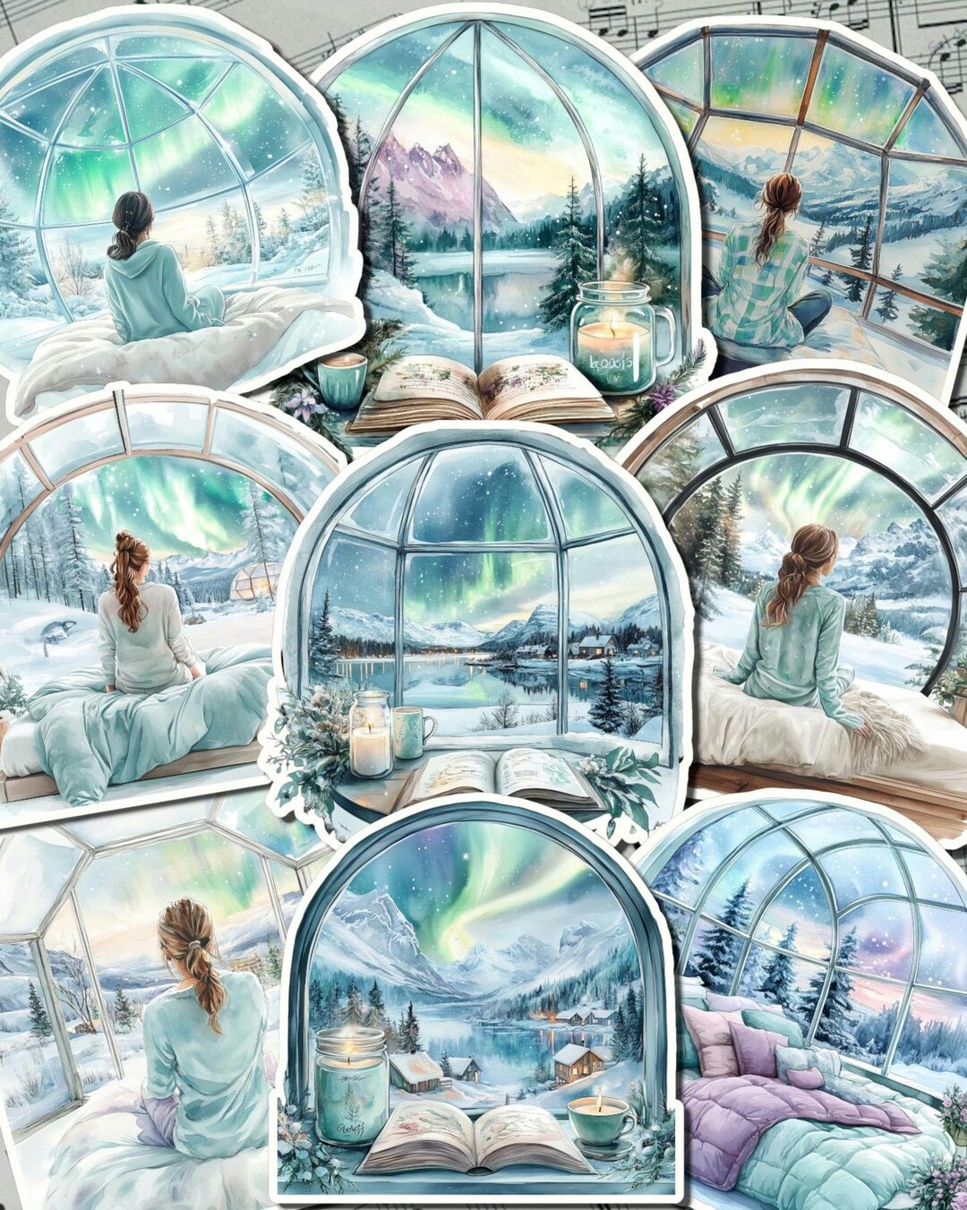 Lot De 9 Stickers Cosy Northern Lights Cozy Corner for Journaling ...