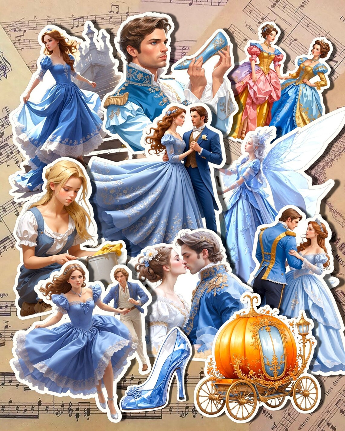 Lot De 11 Stickers Cinderella for Journaling| Scrapbooking | Crafts ...