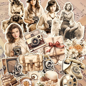 Lot D'autocollants Photos Couleur Sépia Vintage Pour Journal ...