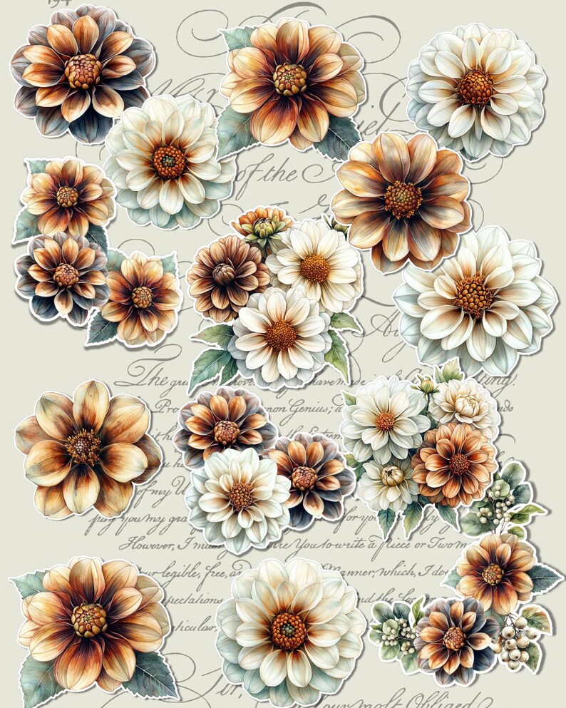 Lot of 12 Antique Flower Stickers for Journaling | Scrapbooking ...