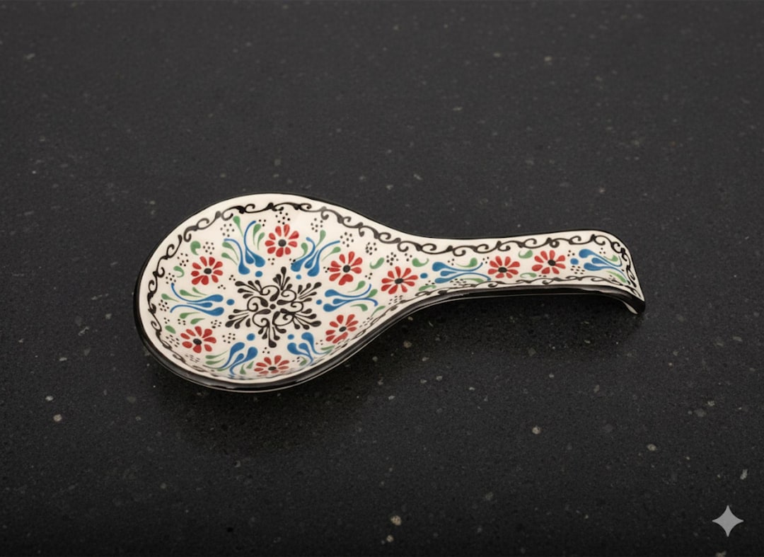 Hand-painted Ceramic Spoon Rest: Turkish Design Kitchen Decor - Etsy