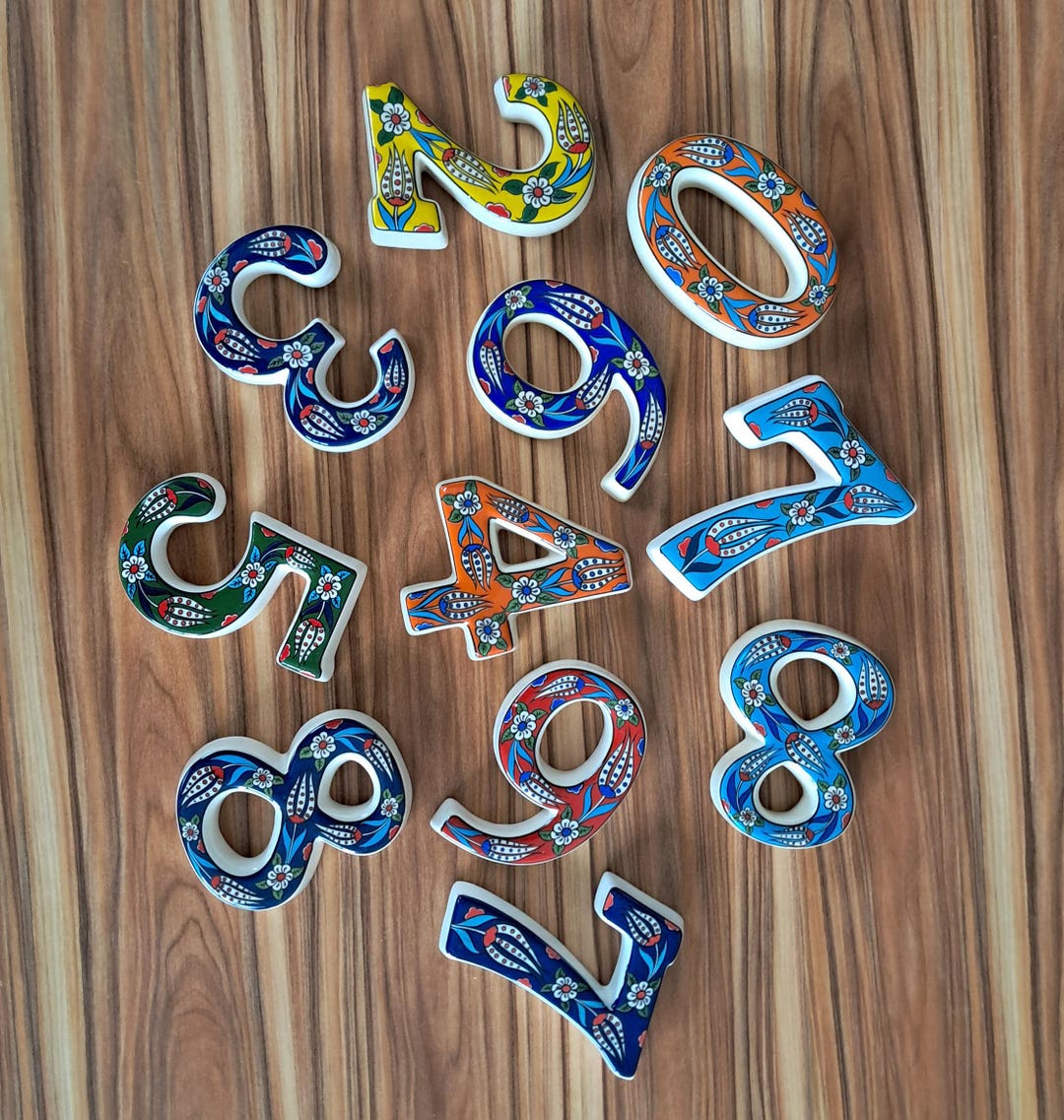 Ceramic House Numbers With Turkish Patterns, Flower Pattern Ceramic ...