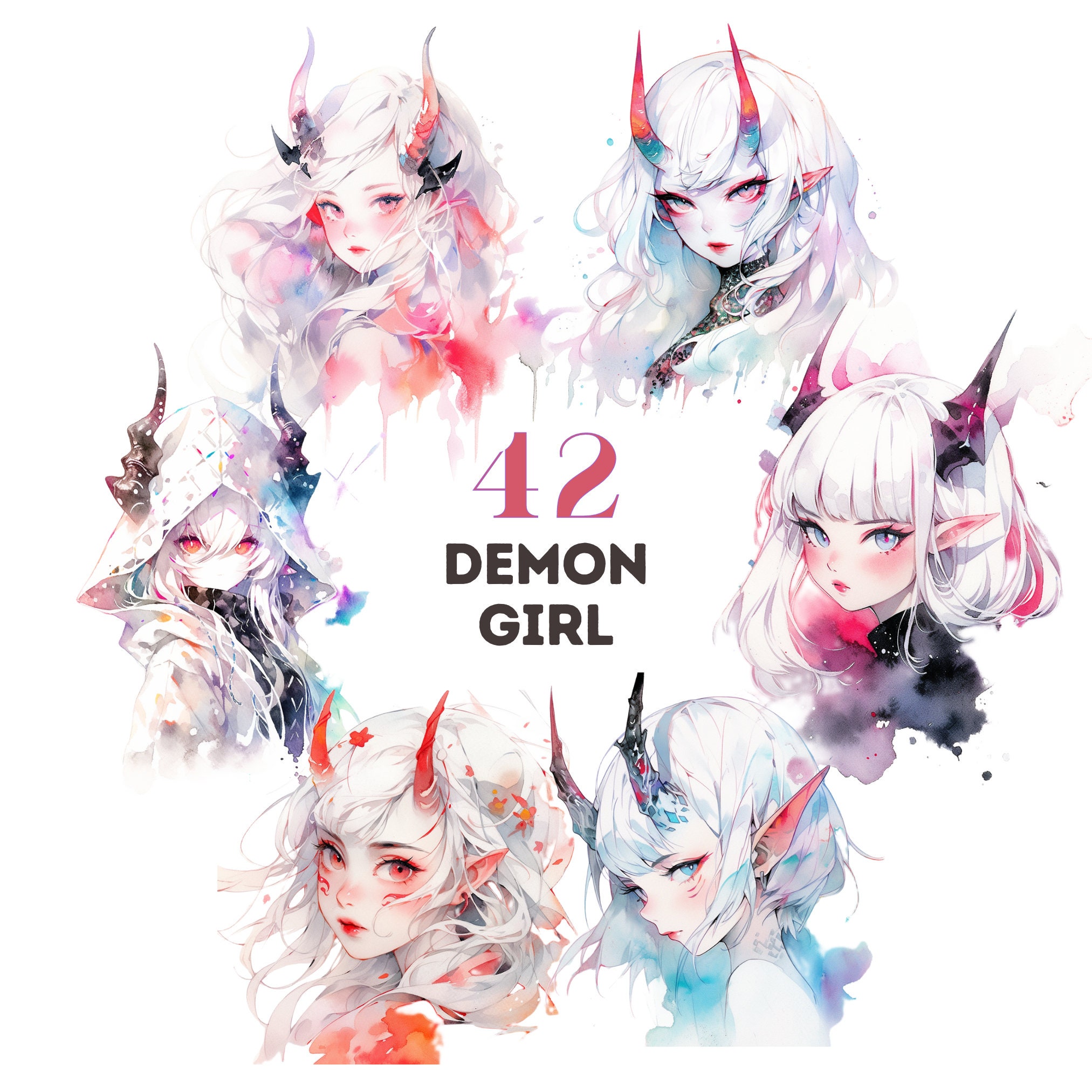 Demon Girl Bundle Fairy Tale Clipart, Mystical Dark Fantasy, Demon ...